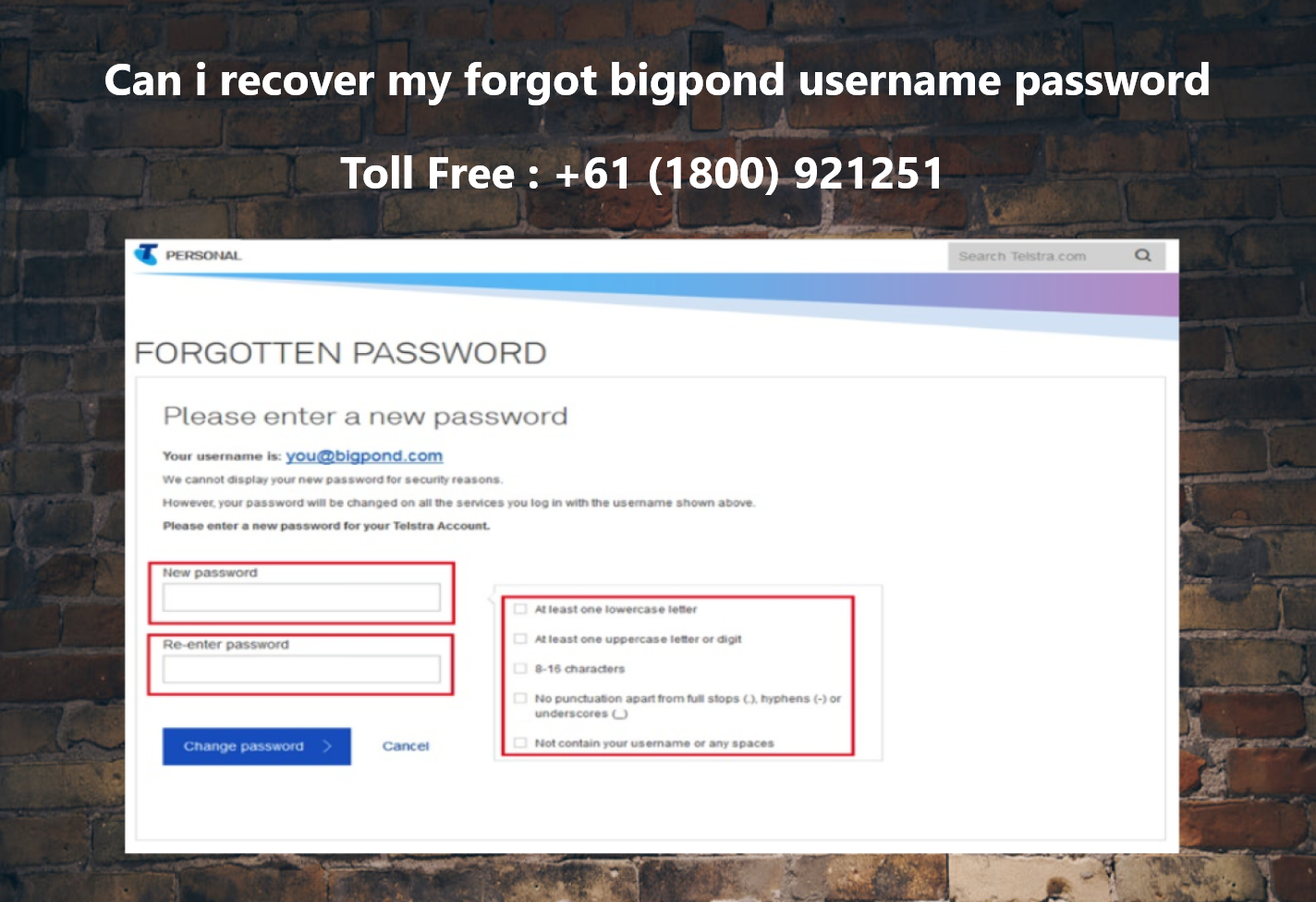 +61(1800) 007 897 Recover My Forgot Bigpond Username Password ...